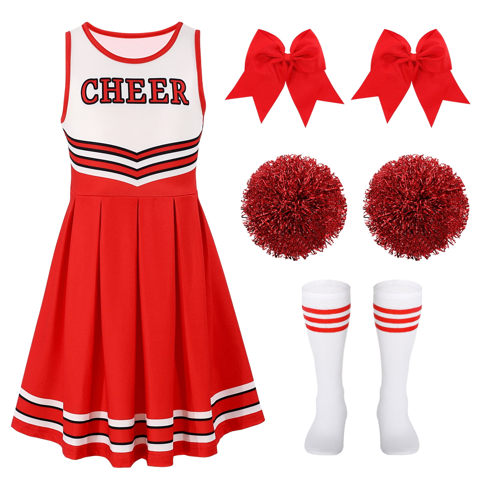 SUOSDEY Girls Cheerleader Costume Outfit Set, Kids Sleeveless ...