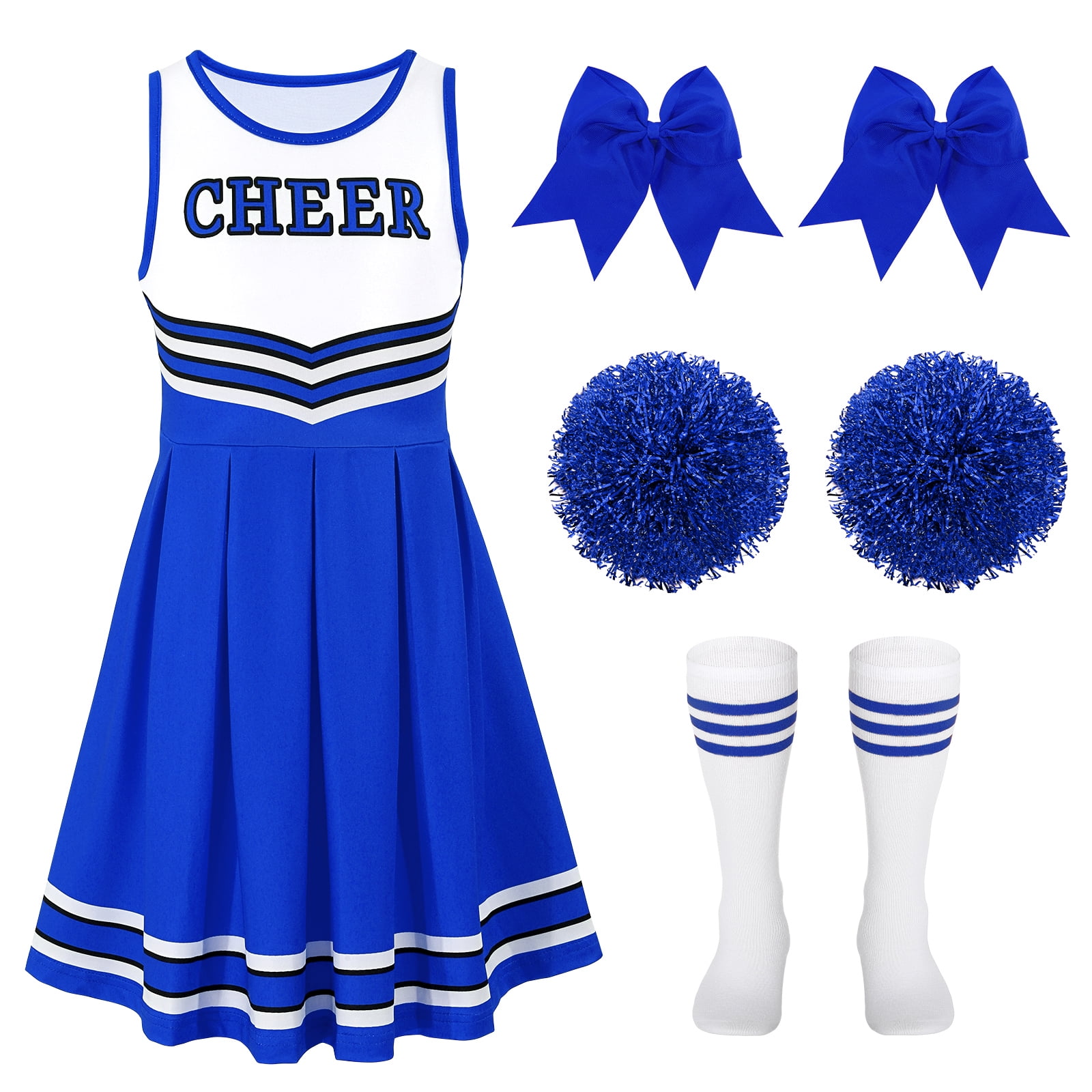 SUOSDEY Girls Cheerleader Costume Outfit Set,Kids Sleeveless ...