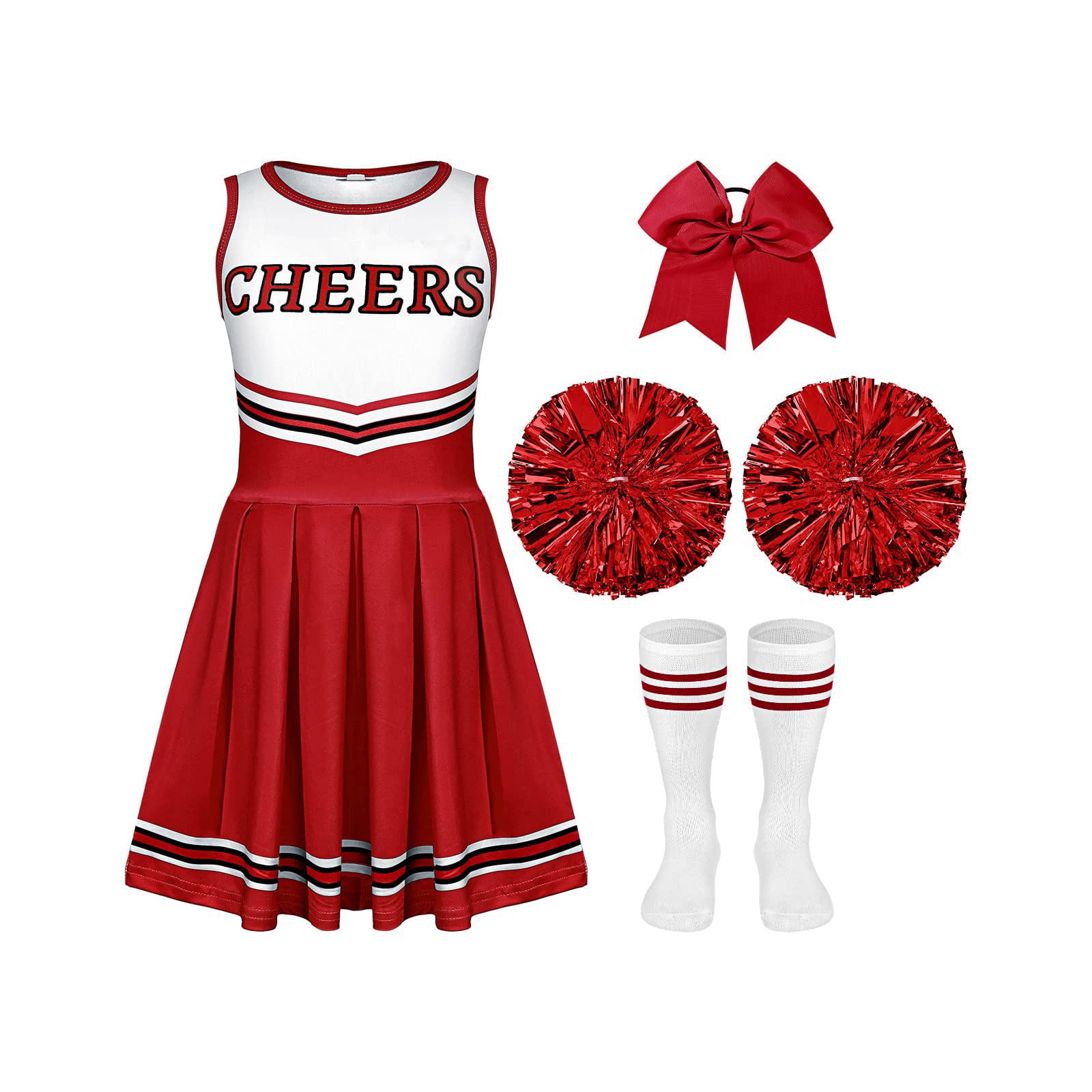 SUOSDEY Girls Cheerleader Costume Outfit Set, Kids Sleeveless ...