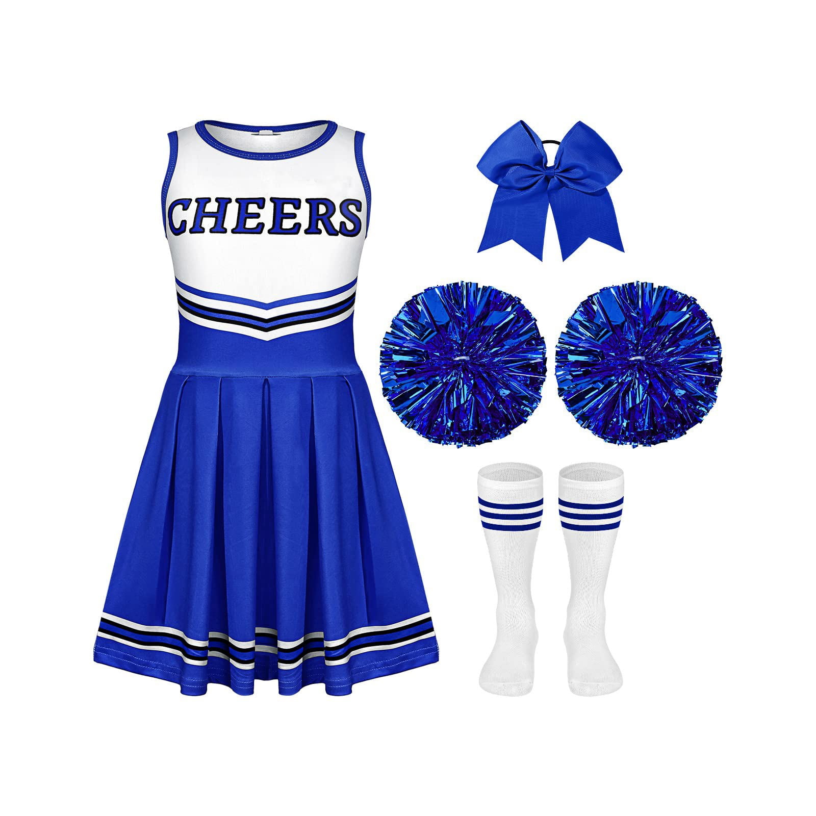 SUOSDEY Girls Cheerleader Costume Outfit Set, Kids Sleeveless ...