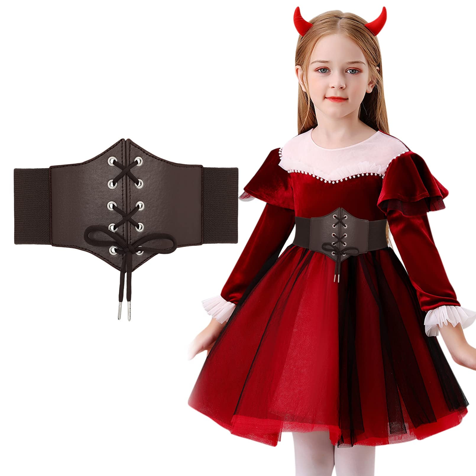 SUOSDEY Girls Corset Belt,Lace-up Kids Elastic Wide Belt for Dresses ...