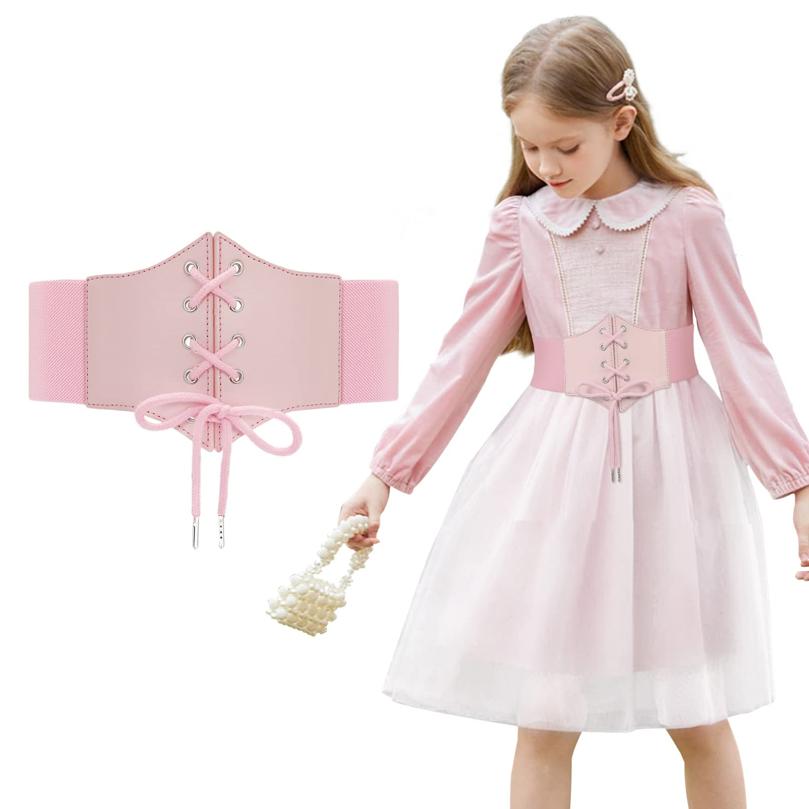 SUOSDEY Girls Corset Belt,Lace-up Kids Elastic Wide Belt for Dresses ...