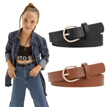 CTM Kid's Basic Leather Dress Belt (Pack of 2 Colors) - Walmart.com