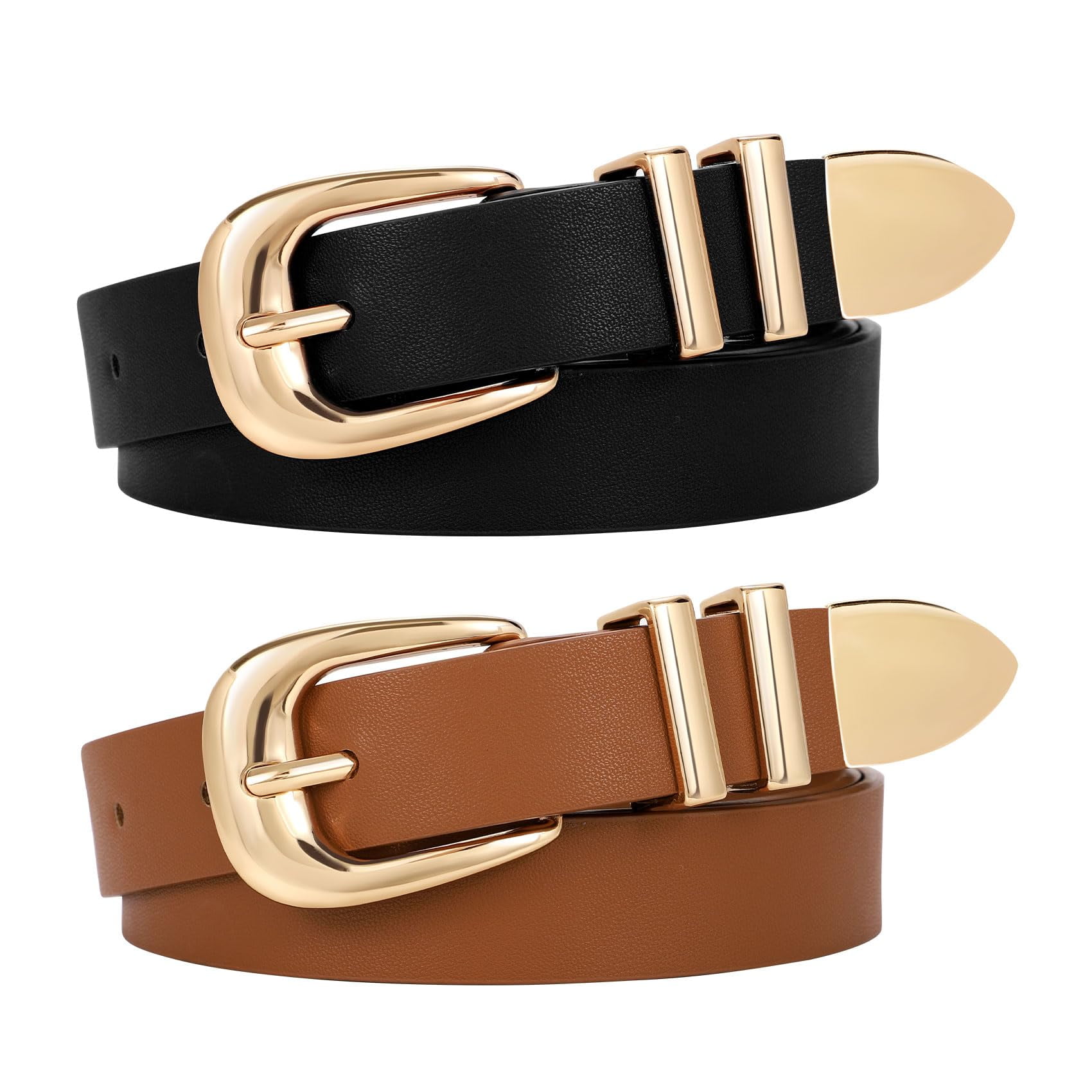 SUOSDEY Ladies Leather Belt Fashion Women Belts for Jeans with Black ...