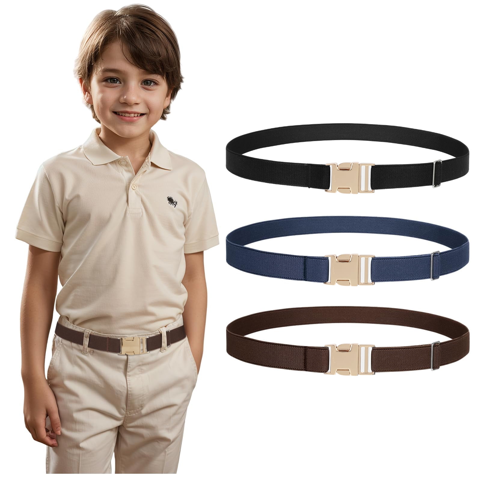 SUOSDEY Stretch Kids Belts with Metal Buckle,Boys Girls Elastic Belt ...