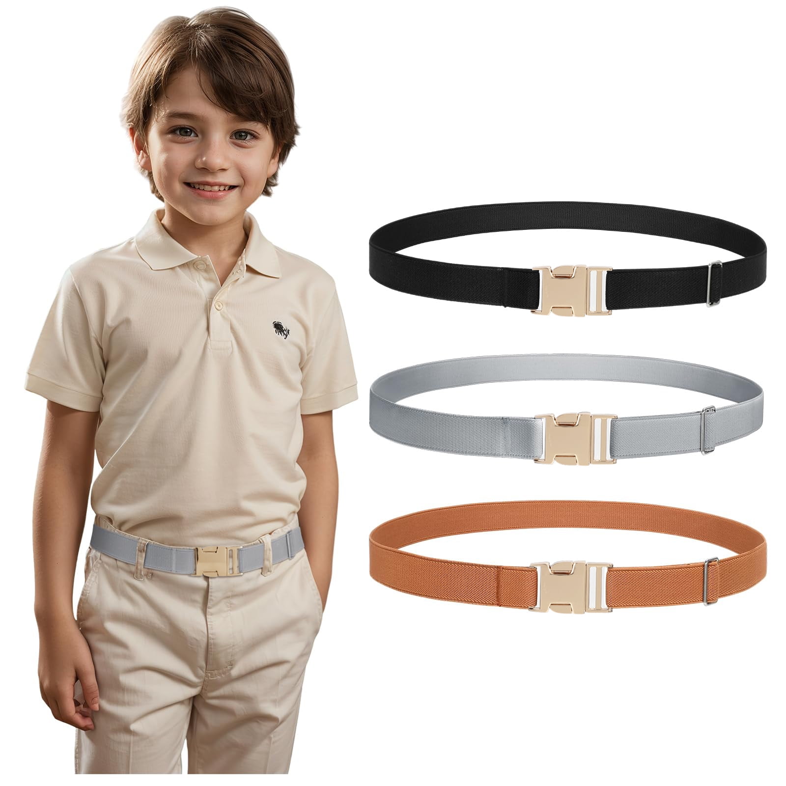 SUOSDEY Stretch Kids Belts with Metal Buckle,Boys Girls Elastic Belt ...
