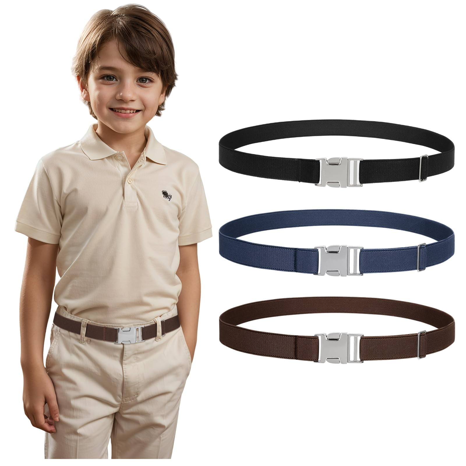 SUOSDEY Stretch Kids Belts with Metal Buckle,Boys Girls Elastic Belt ...
