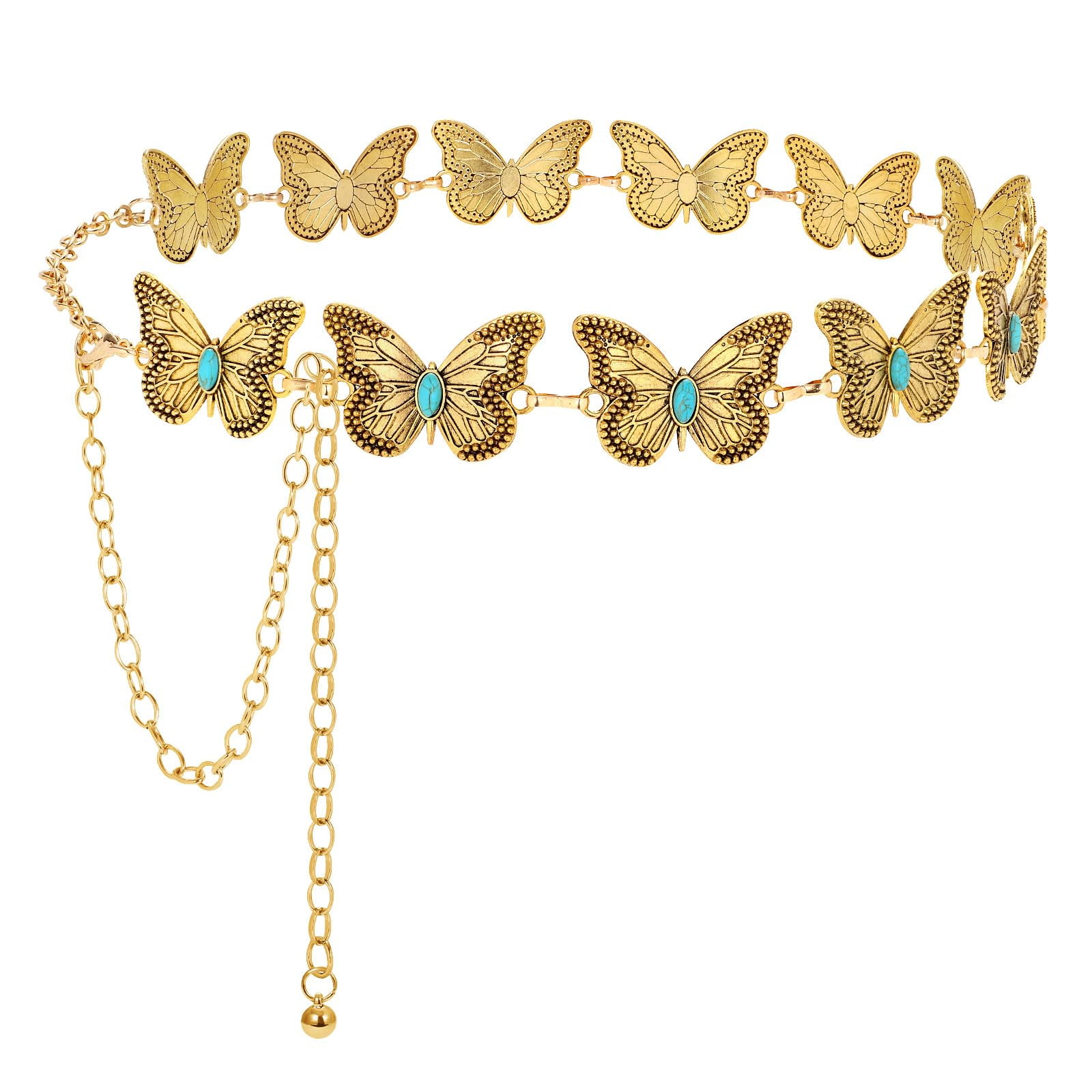 SUOSDEY Turquoise Chain Belts for Women,Western Cowgirl Concho Metal ...