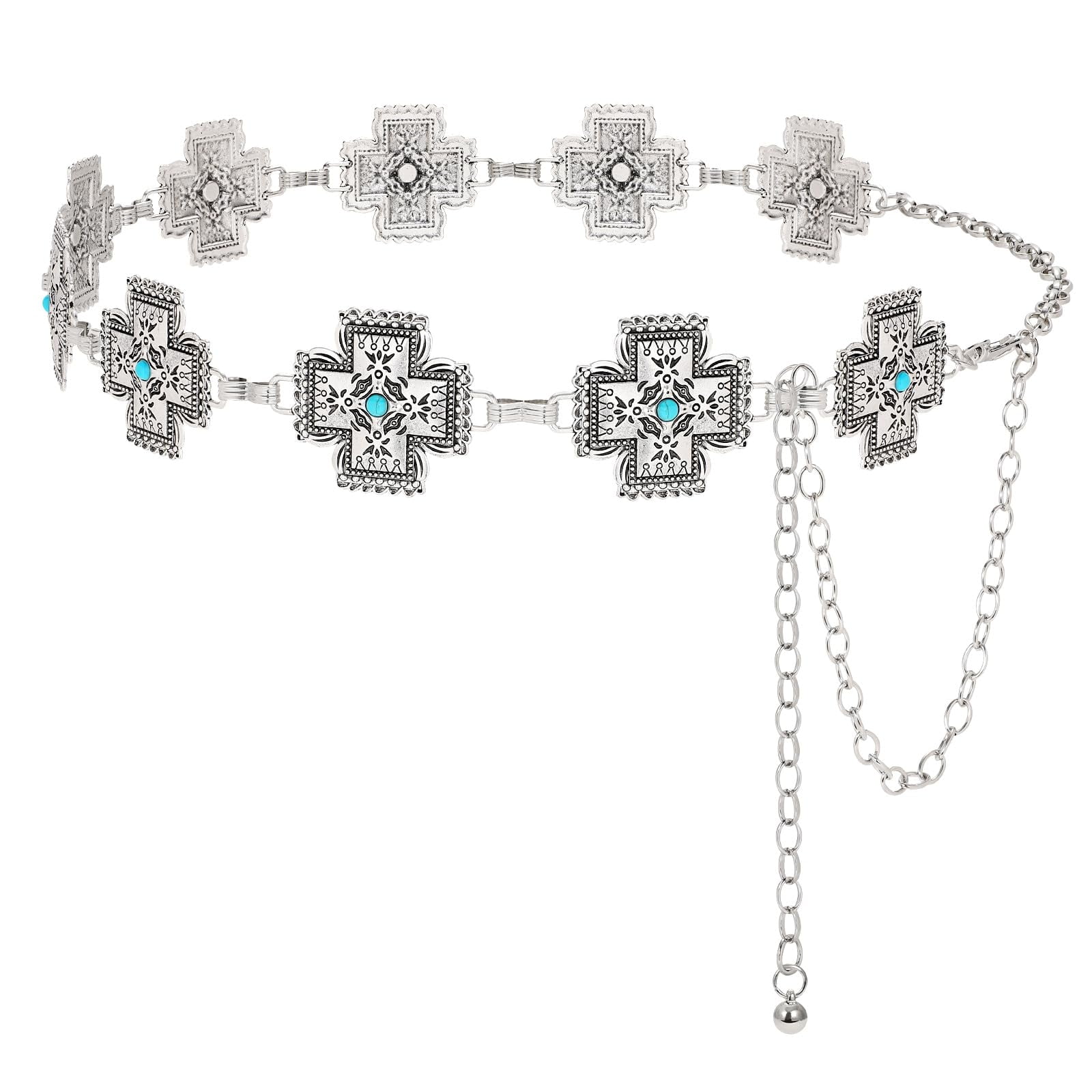 SUOSDEY Turquoise Chain Belts for Women,Western Cowgirl Concho Metal ...