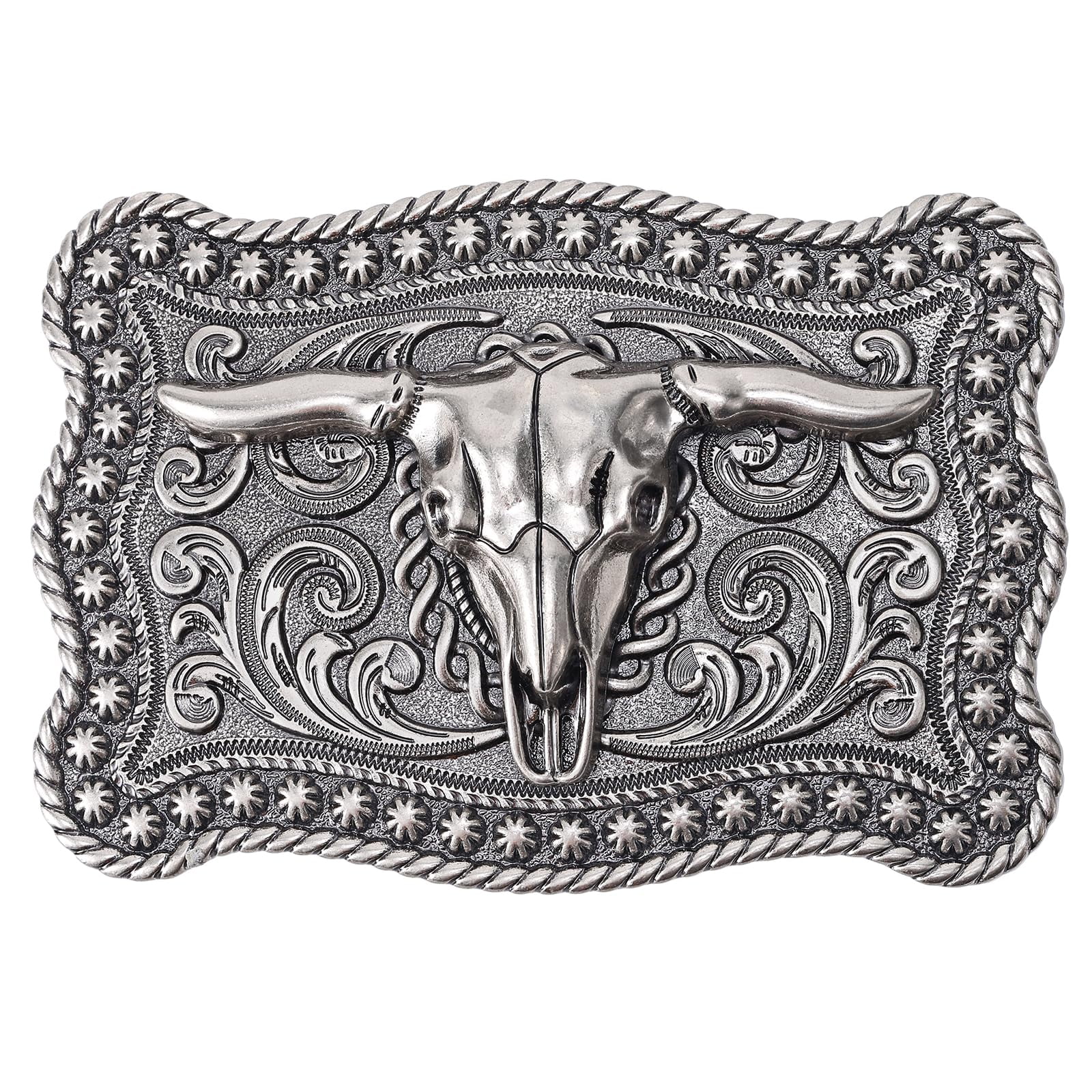 SUOSDEY Western Belt Buckle for Men Women Rodeo Texas Longhorn Bull ...