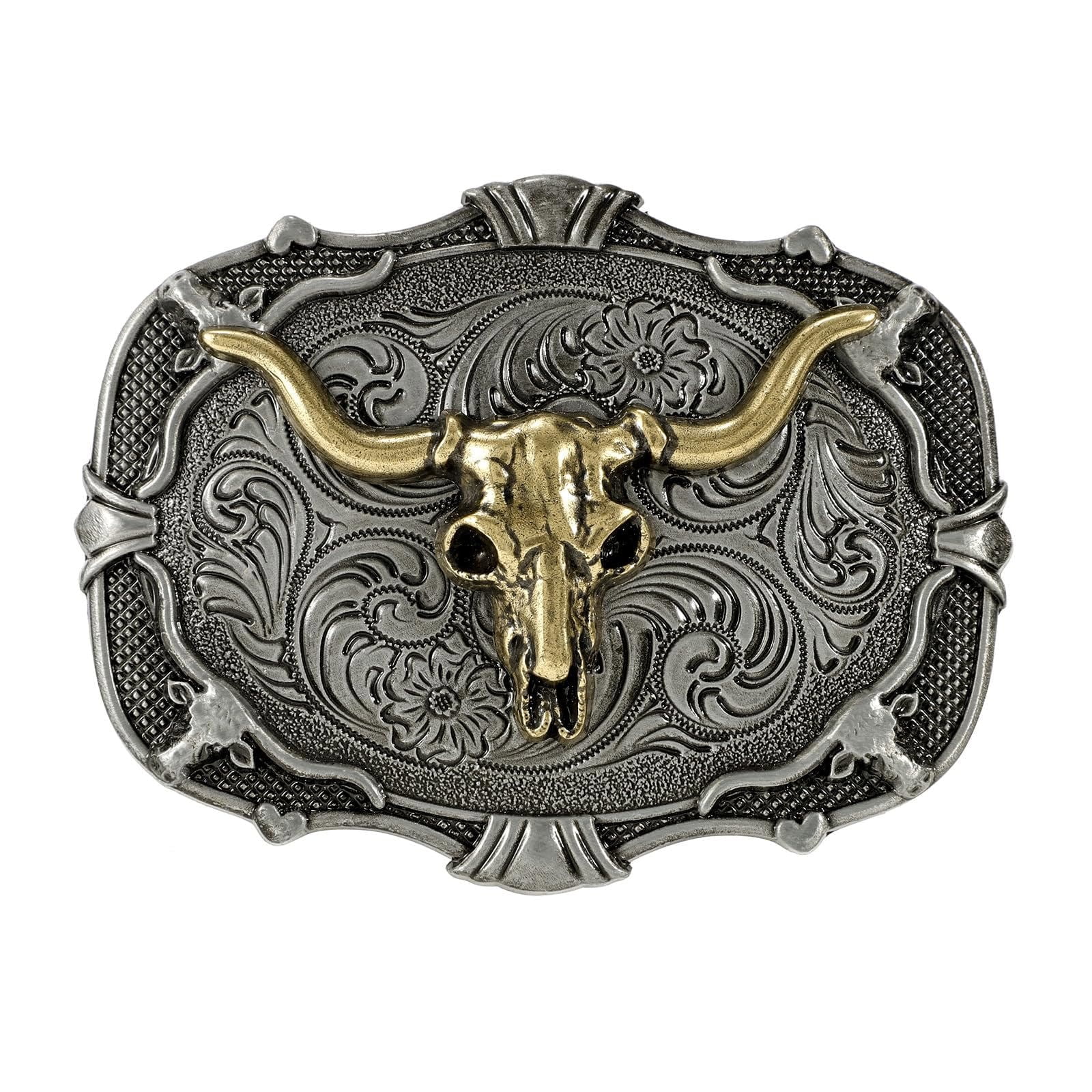 SUOSDEY Western Belt Buckle for Men Women Rodeo Texas Longhorn Bull ...