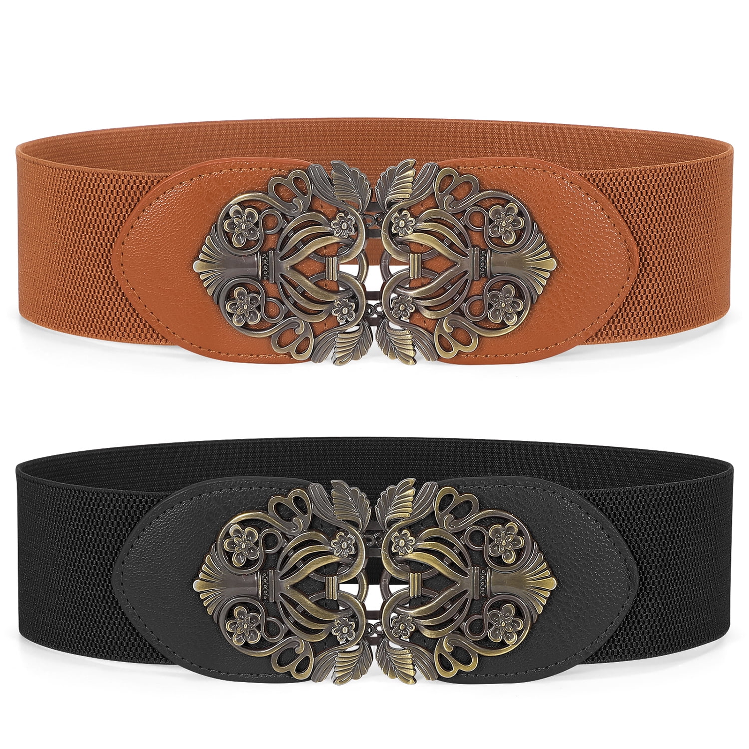 SUOSDEY Women Stretch Wide Belts Vintage Elastic Waist Belt for Dresses ...
