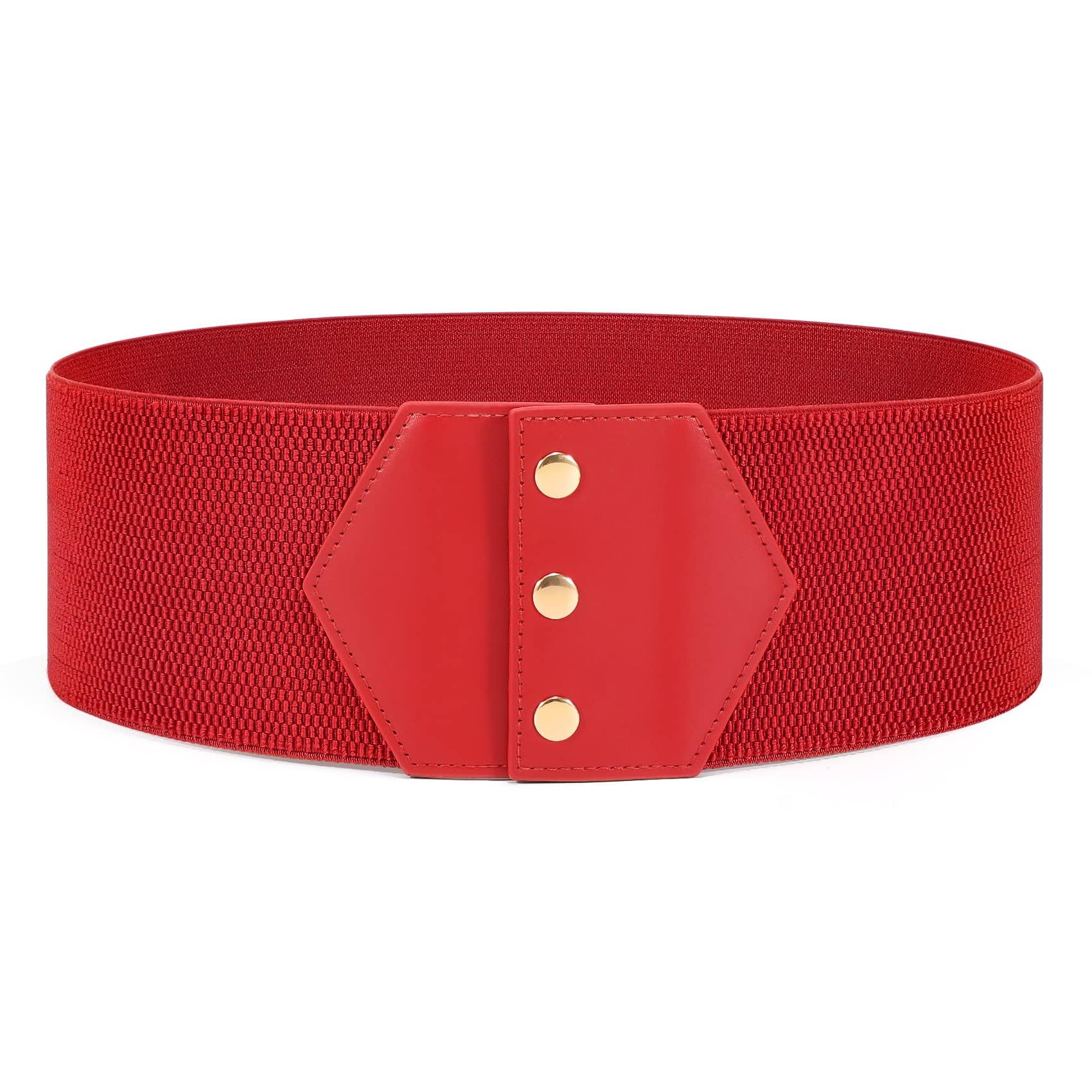 SUOSDEY Women's Elastic Belts for Dresses,Red Snap-Button Corset Belt ...