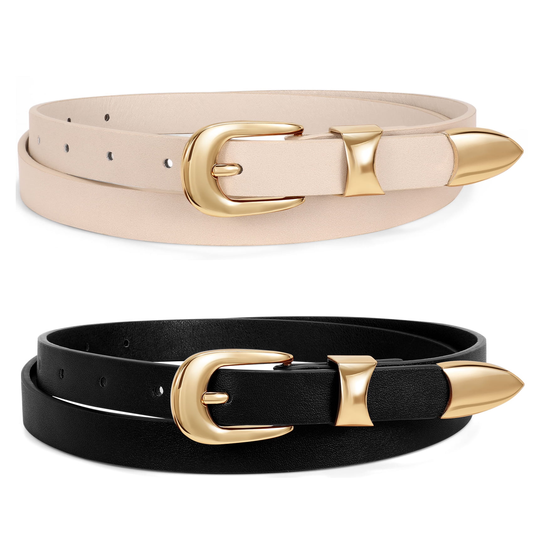 SUOSDEY Women's Skinny Leather Belts Thin Women Belt for Jeans Dress ...