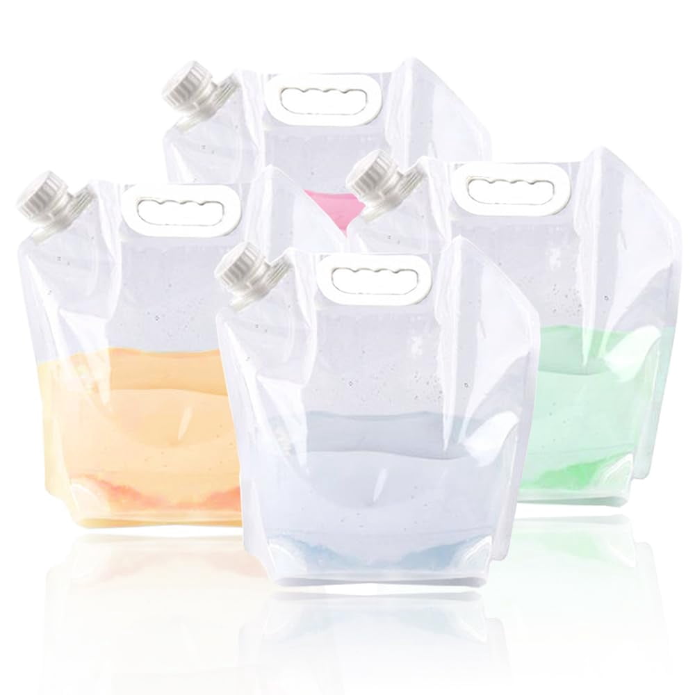 SUPANT 5 Litres(4PCS) Collapsible Water Jug Container, Freezable, 5.3 ...