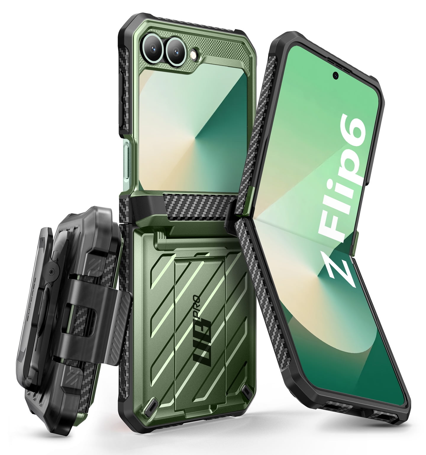 SUPCASE for Samsung Galaxy Z Flip 6 Case with Stand & Belt-Clip (Unicorn Beetle Pro), [Hinge ...