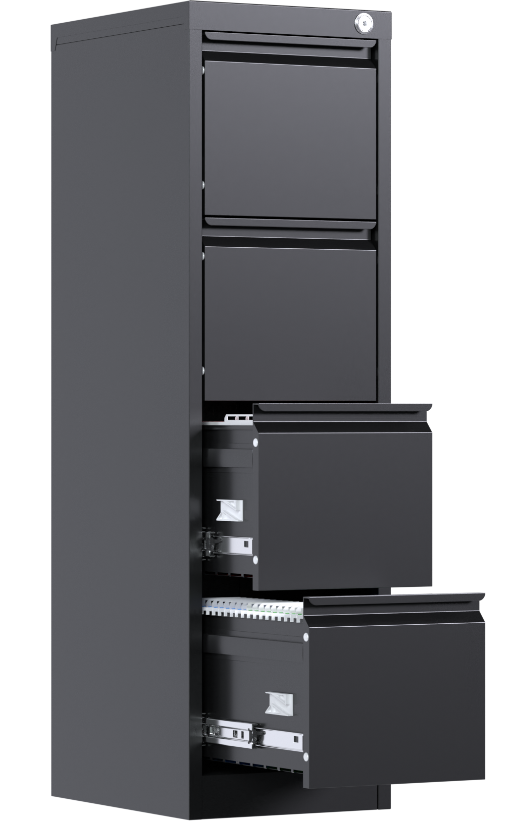 STANI 4 Drawer Black File Cabinet with Lock, Filing Cabinets for Home ...