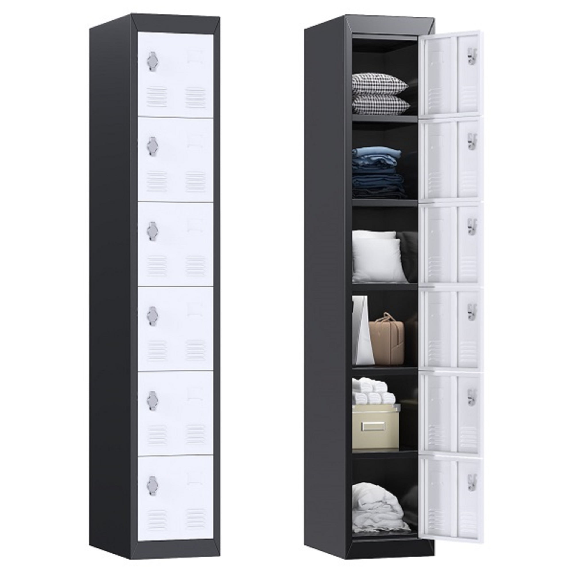 SUPEER Steel Metal Locker, 6-Tier Office Storage Box, Employee Locker ...