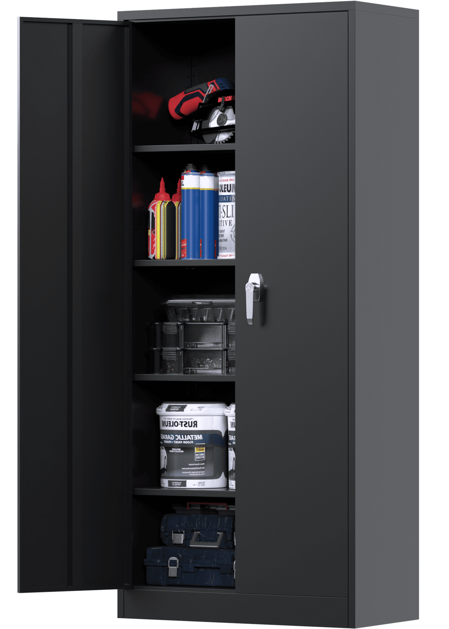 SUPEER Free Standing Tall Metal Storage Cabinet, Removable Shelves ...