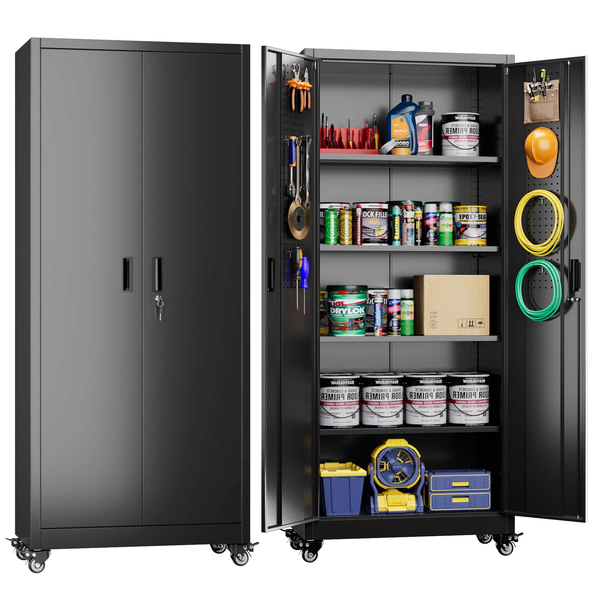SUPEER Heavy Duty Metal Storage Cabinet with Lock, Adjustable Shelves ...