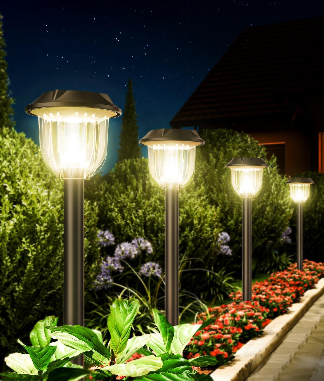 SUPER BRIGHT 10 Pack Solar Lights Outdoor IP65 Waterproof,HIGH-POWER ...