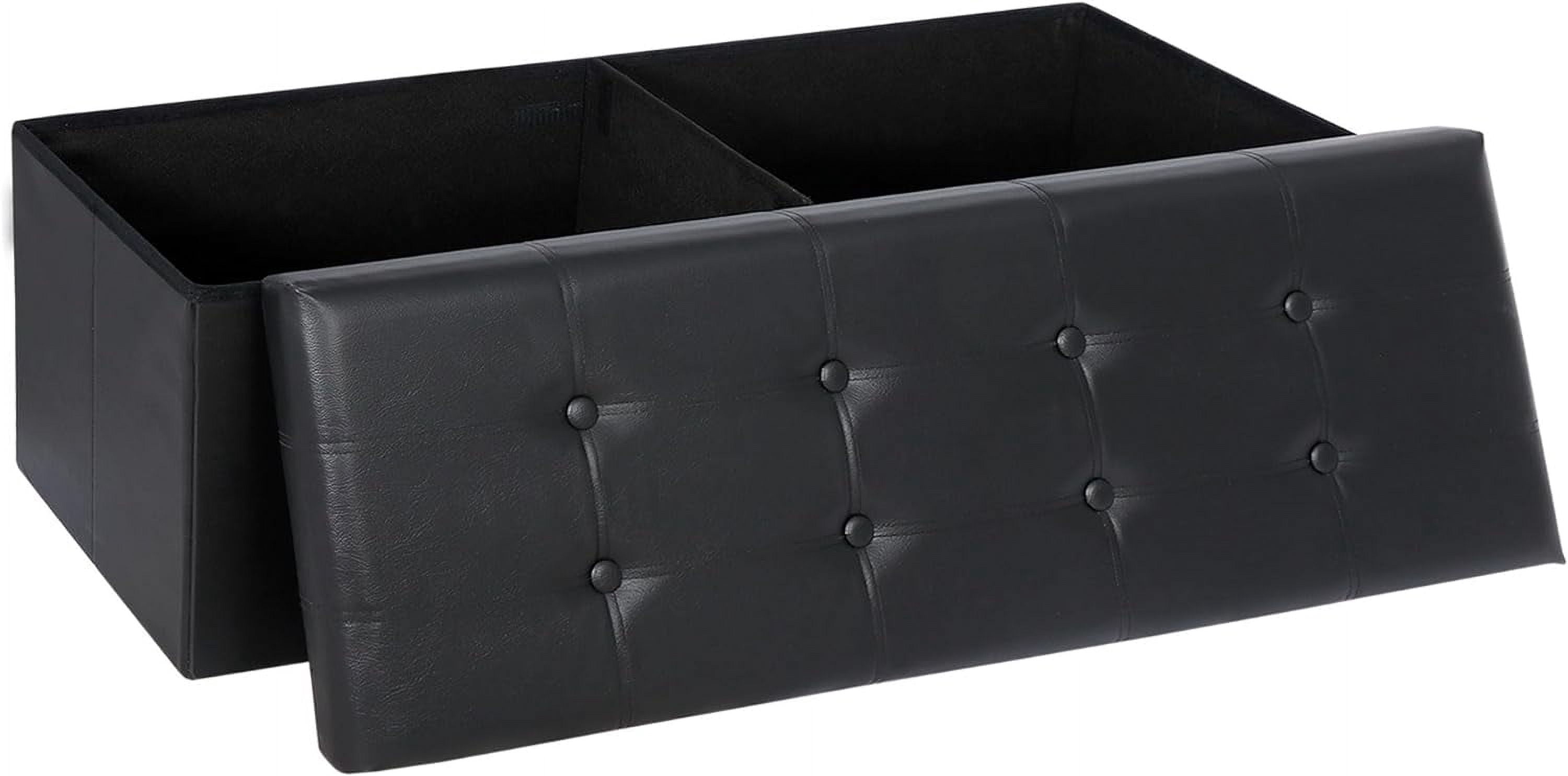 SUPER DEAL 43 Inch Folding Storage Ottoman , Faux Leather Storage Chest ...