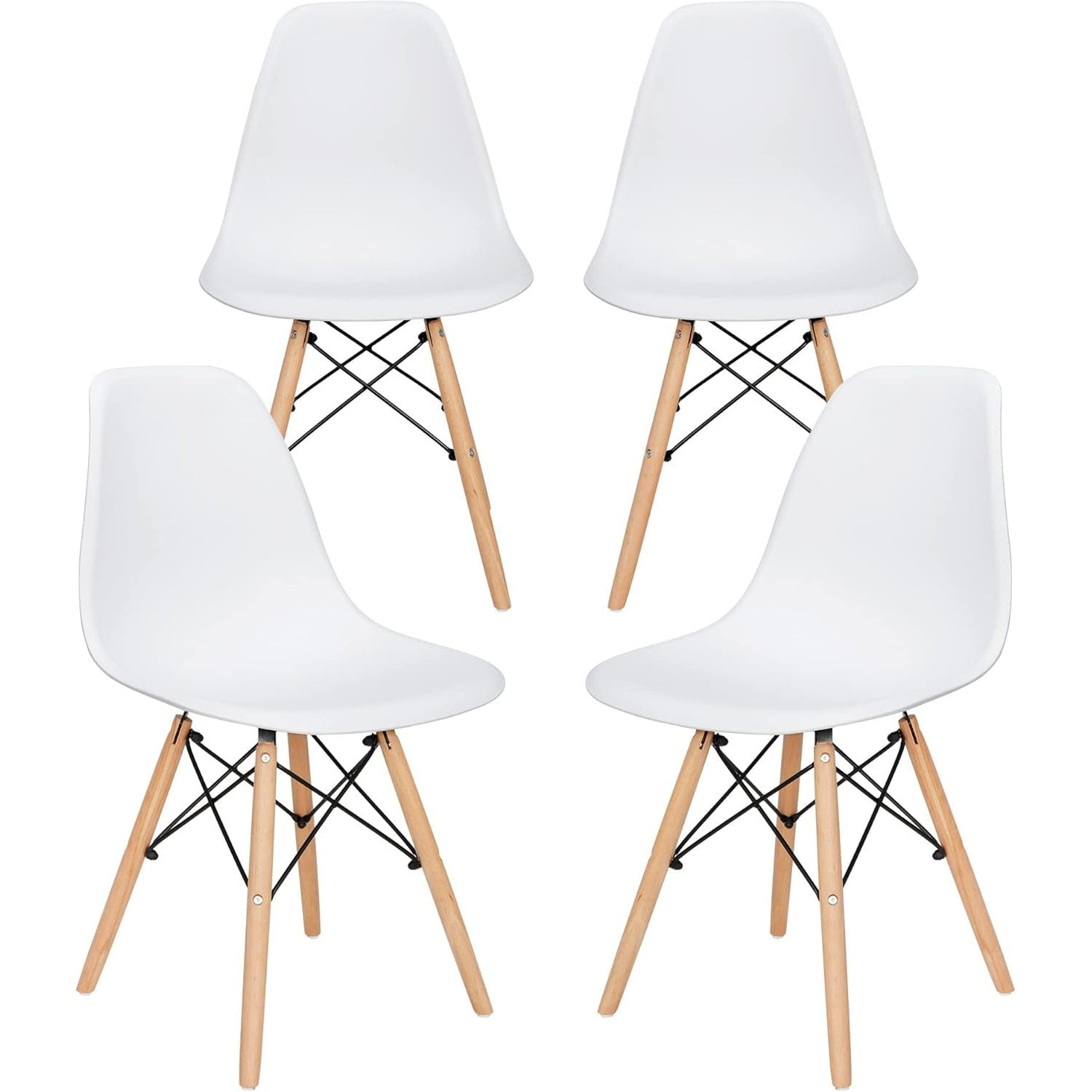 SUPER DEAL Modern Dining Chairs Set of 4 Plastic DSW Shell Lounge Chair ...