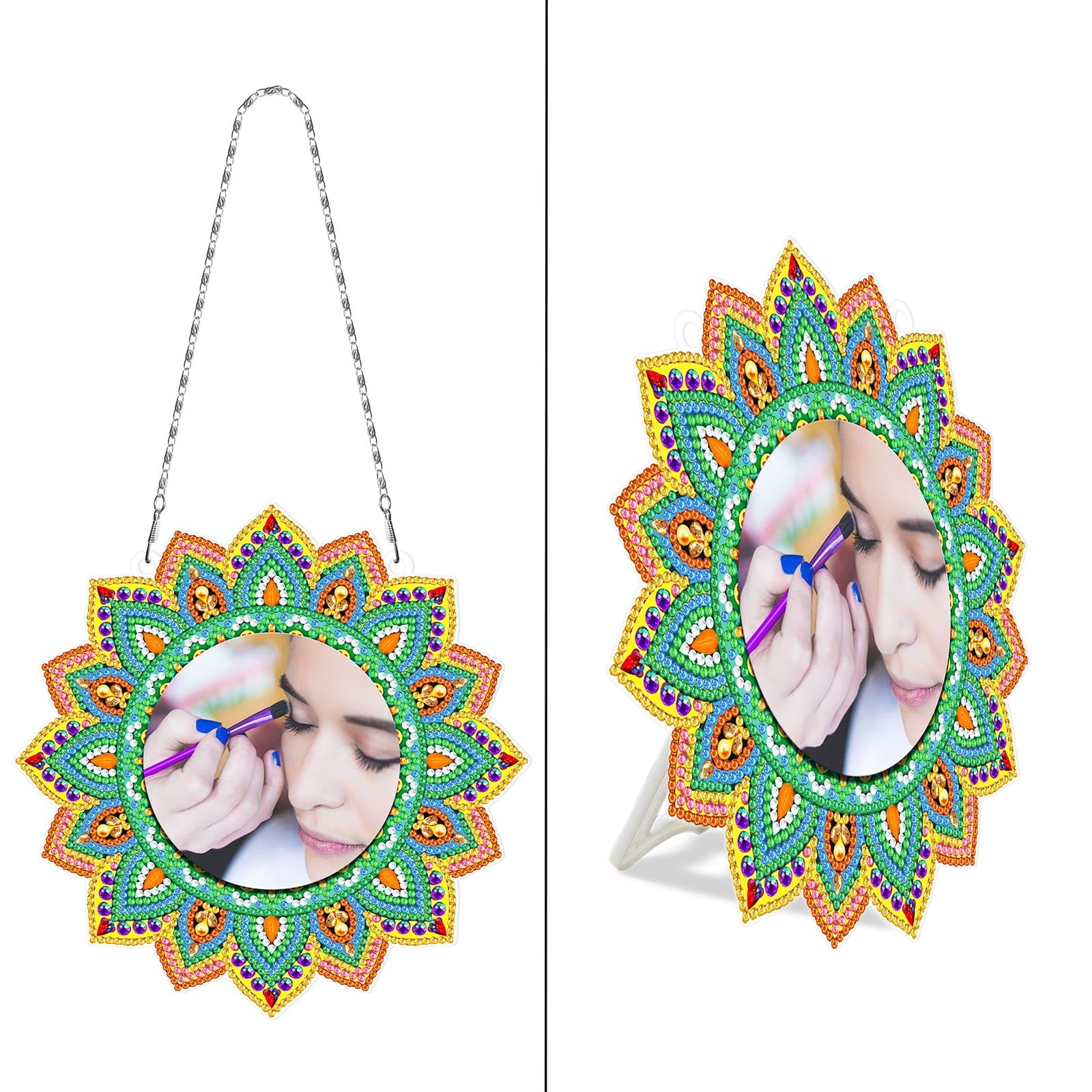 SUPER DISCOUNT DIY Dot Diamond Vanity Mirror, Diamond Art Painting Mandala Creative Design ...