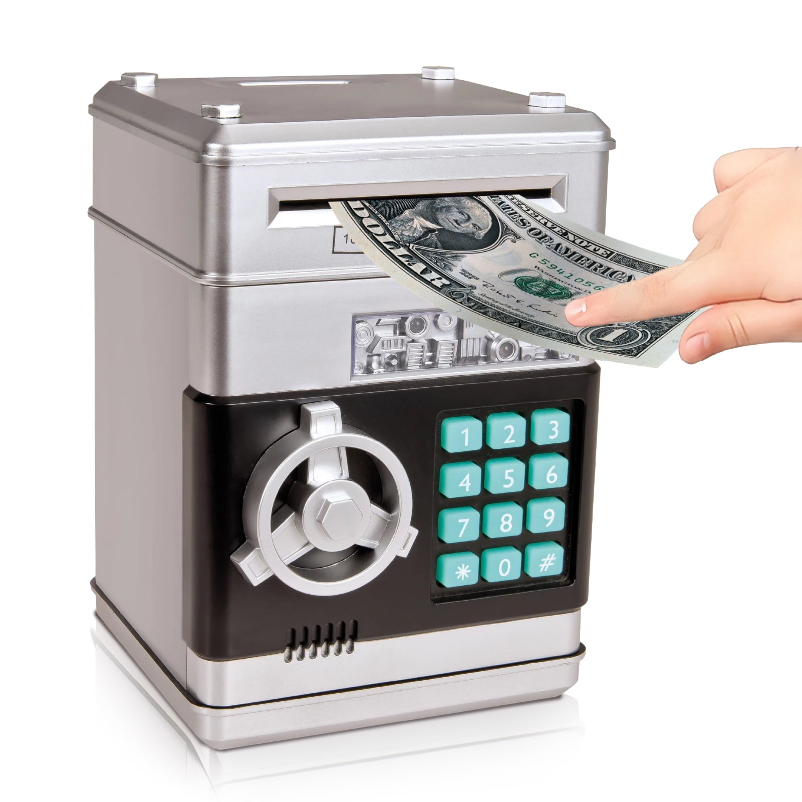 SUPER JOY Kids Digital Mini ATM, Coin Slot Cash Box, High-Quality Safe ...