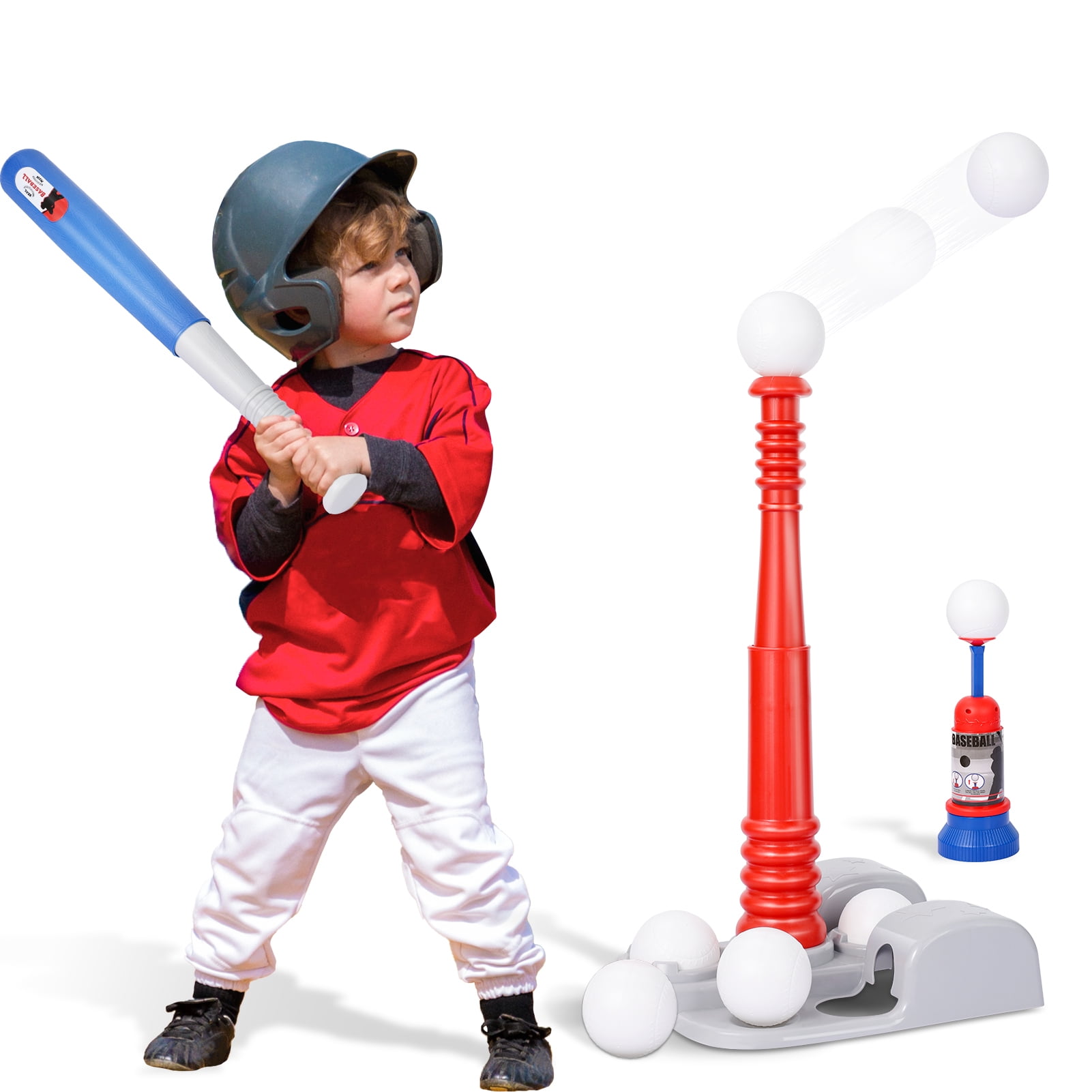 SUPER JOY Kids T-Ball Set, Includes Bat, 6 Balls, Tee & Pitching ...