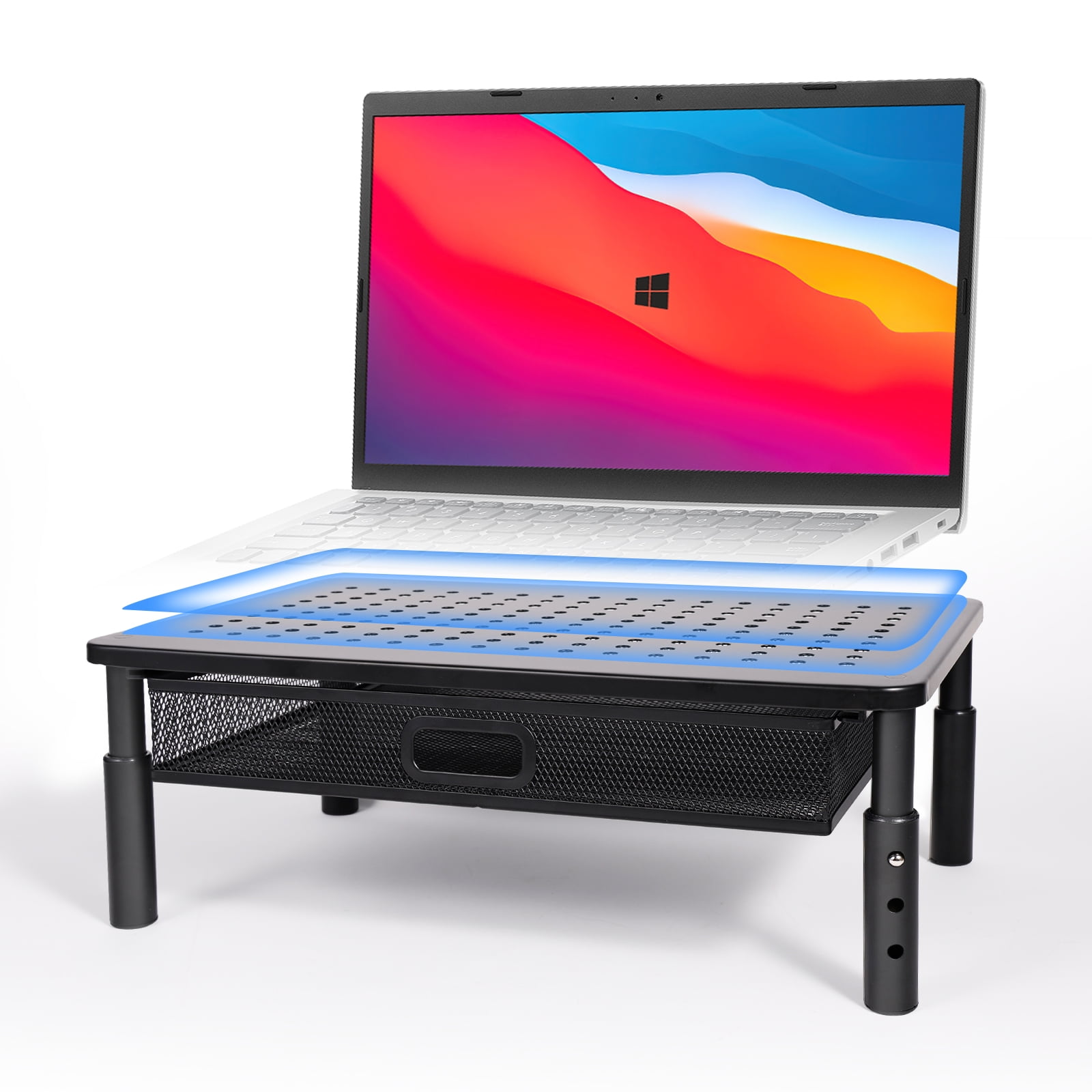 SUPER JOY Monitor Stand Riser with Drawer - 3 Height Adjustable Metal ...