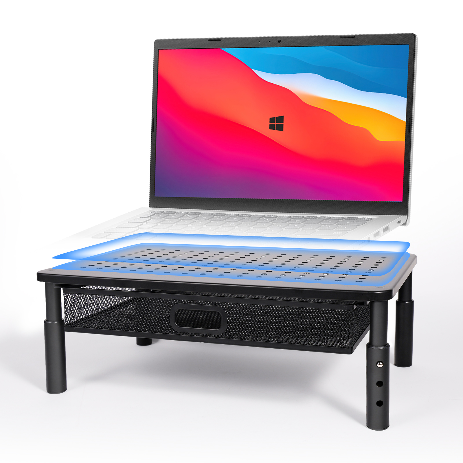 EECOO Computer Monitor Riser Stand, Estink Desktop Wooden Laptop ...