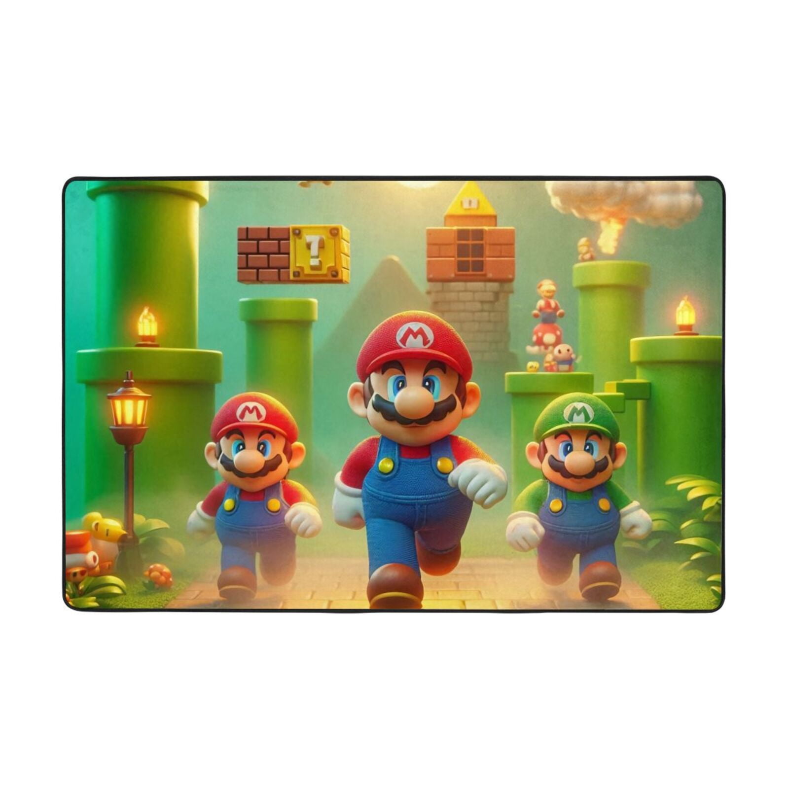 SUPER MARIO BROS Gamer Rug Room Non-Slip Gaming Rug Cool Graffiti ...