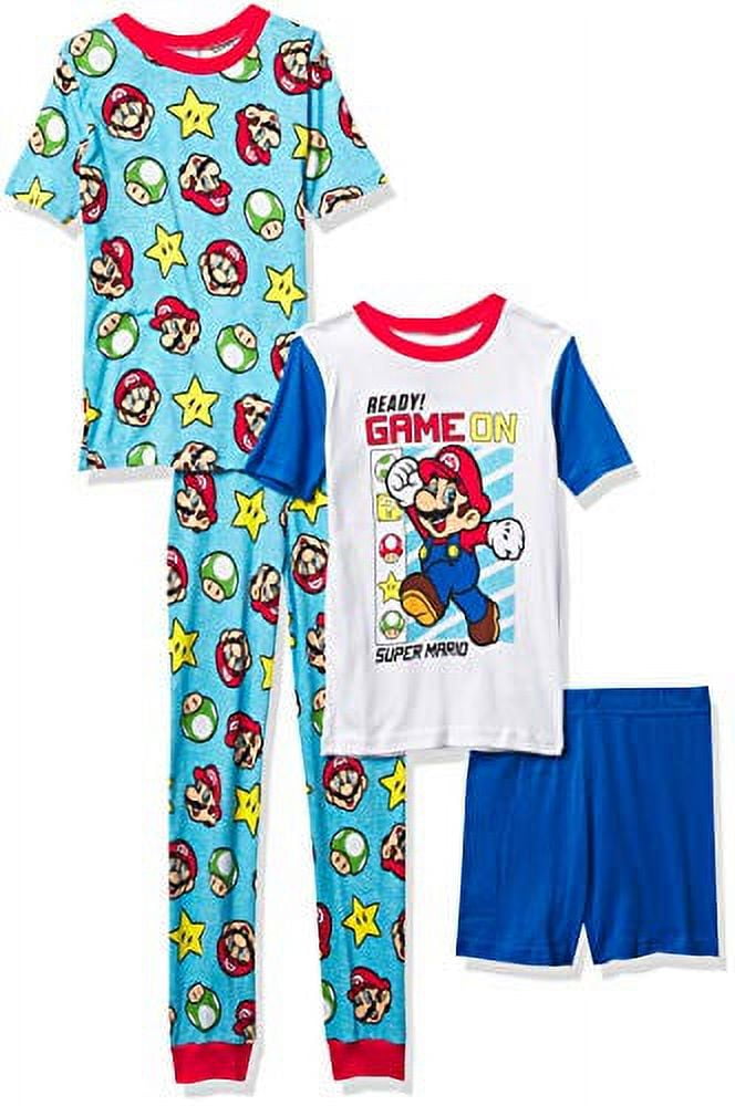 SUPER MARIO Brothers Big Nintendo Boy's 4-Piece Cotton Pajama Set ...
