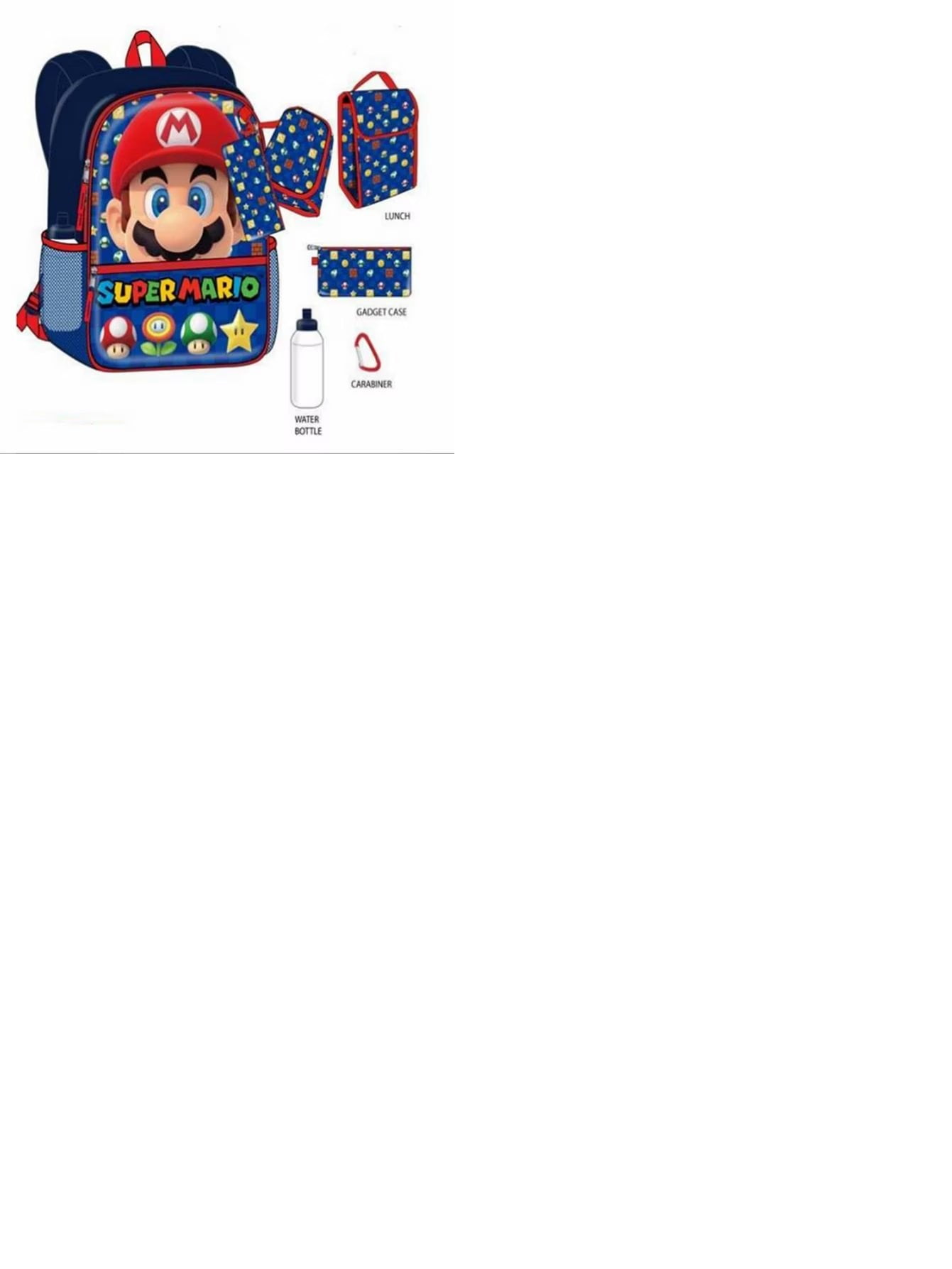 SUPER MARIO CHECKERED 5PC SET 16" BACKPACK - Walmart.com
