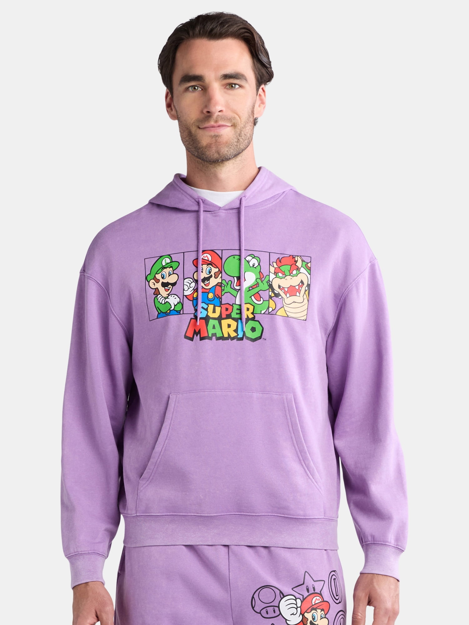 Super Mario Men's and Big Men's Graphic Hoodie with Long Sleeves, Sizes ...