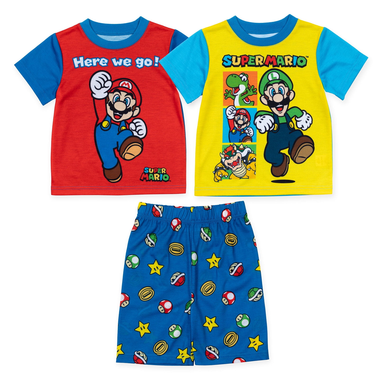 SUPER MARIO Nintendo Mario Luigi Yoshi Toddler Boys Pajama Shirts and ...