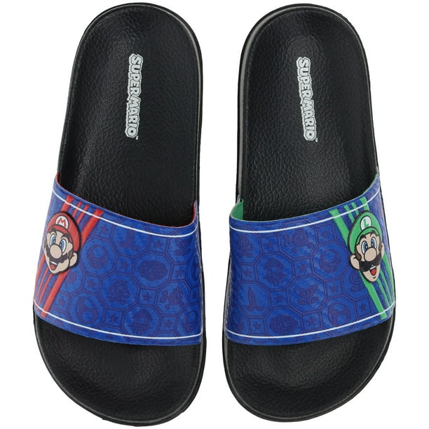 SUPER MARIO Nintendo Sandals, Mario and Luigi Mismatch Slide Sandal ...