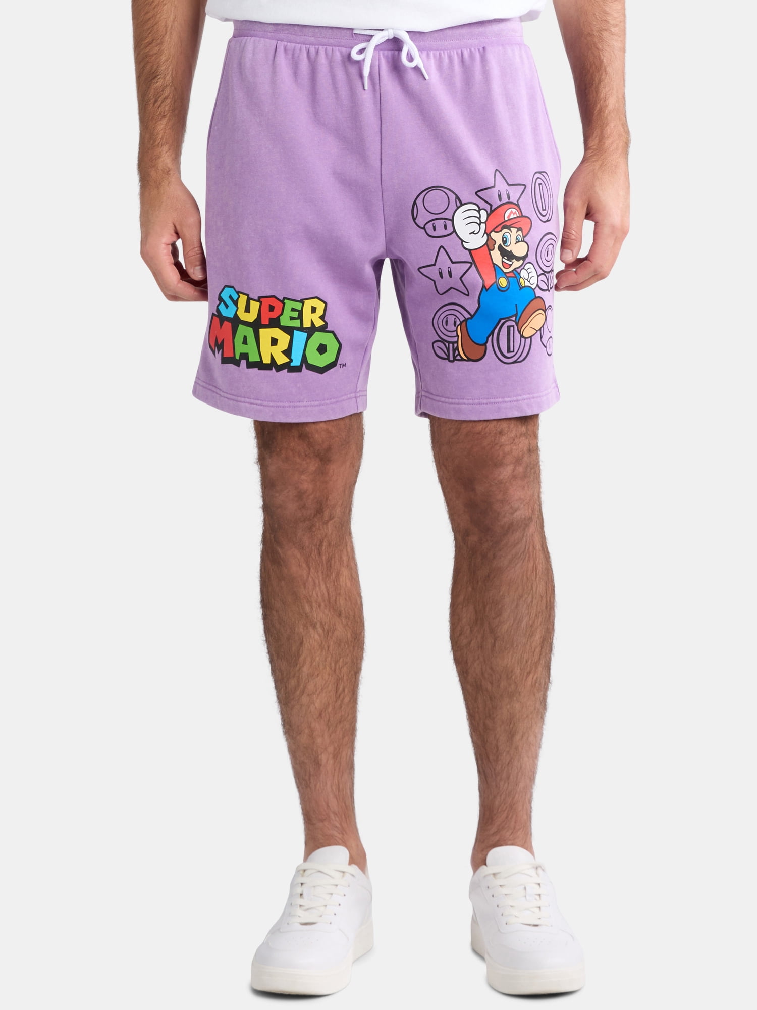 Super Mario Men's and Big Men's Power Up Graphic Jogger Shorts, Sizes S ...