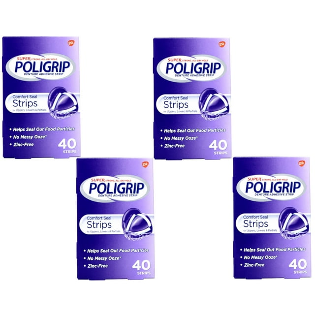 SUPER POLIGRIP Denture Extra Hold Adhesive Comfort Seal Strips, 40 Each ...