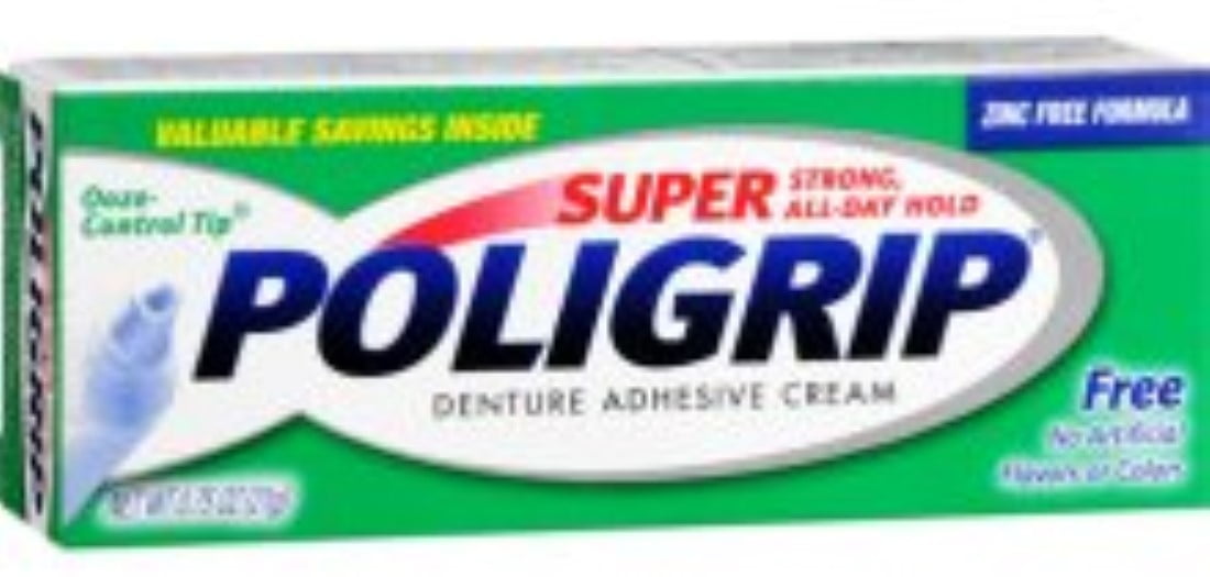 SUPER POLIGRIP Denture Adhesive Cream Artificial Flavor/Color Free 0.75 ...