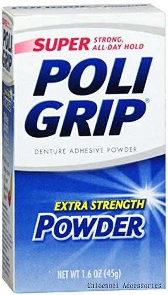 SUPER POLIGRIP Extra Strength Denture Adhesive Powder 1.60 Oz (Pack Of ...
