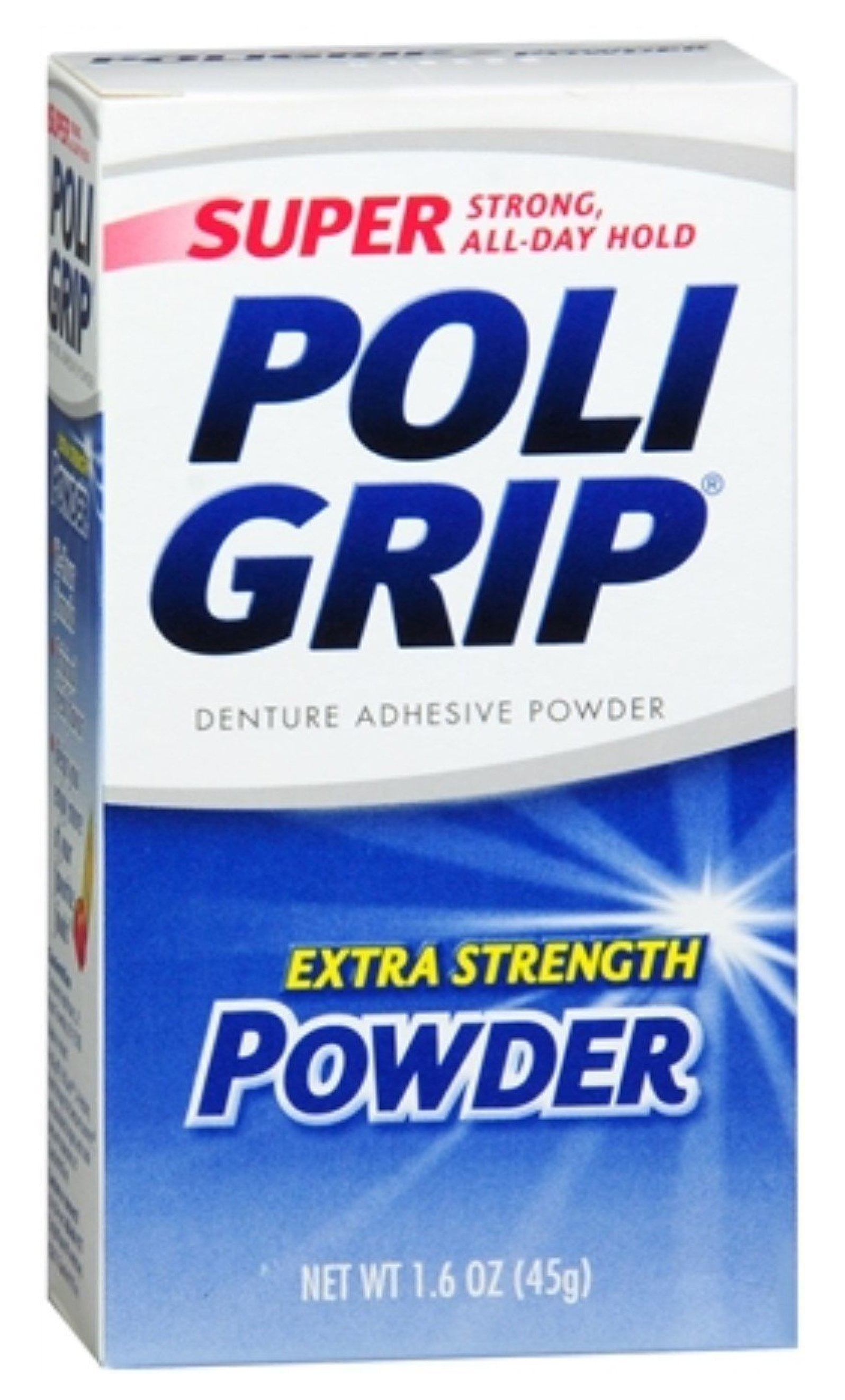 SUPER POLIGRIP Extra Strength Denture Adhesive Powder 1.60 oz (Pack of ...