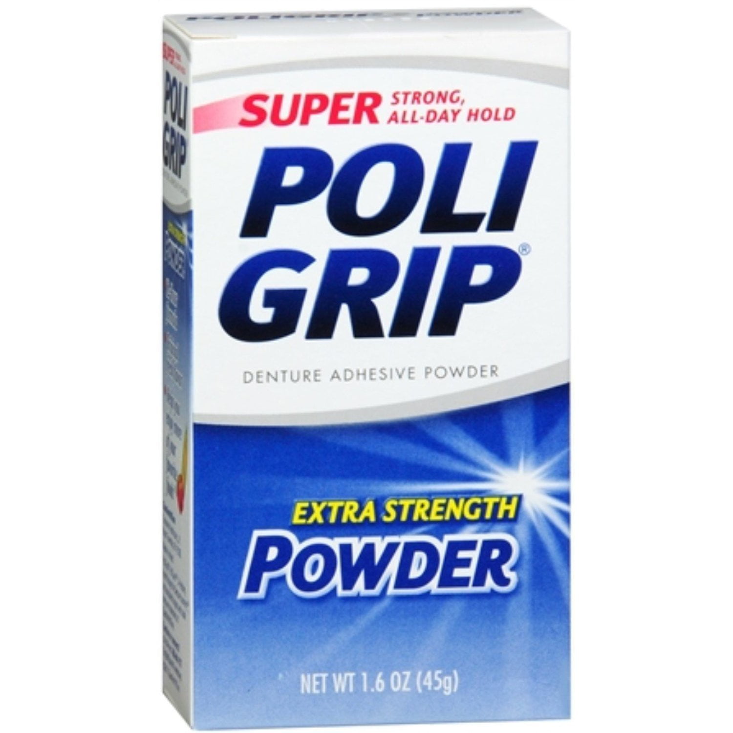 SUPER POLIGRIP Extra Strength Denture Adhesive Powder 1.60 oz (Pack of ...