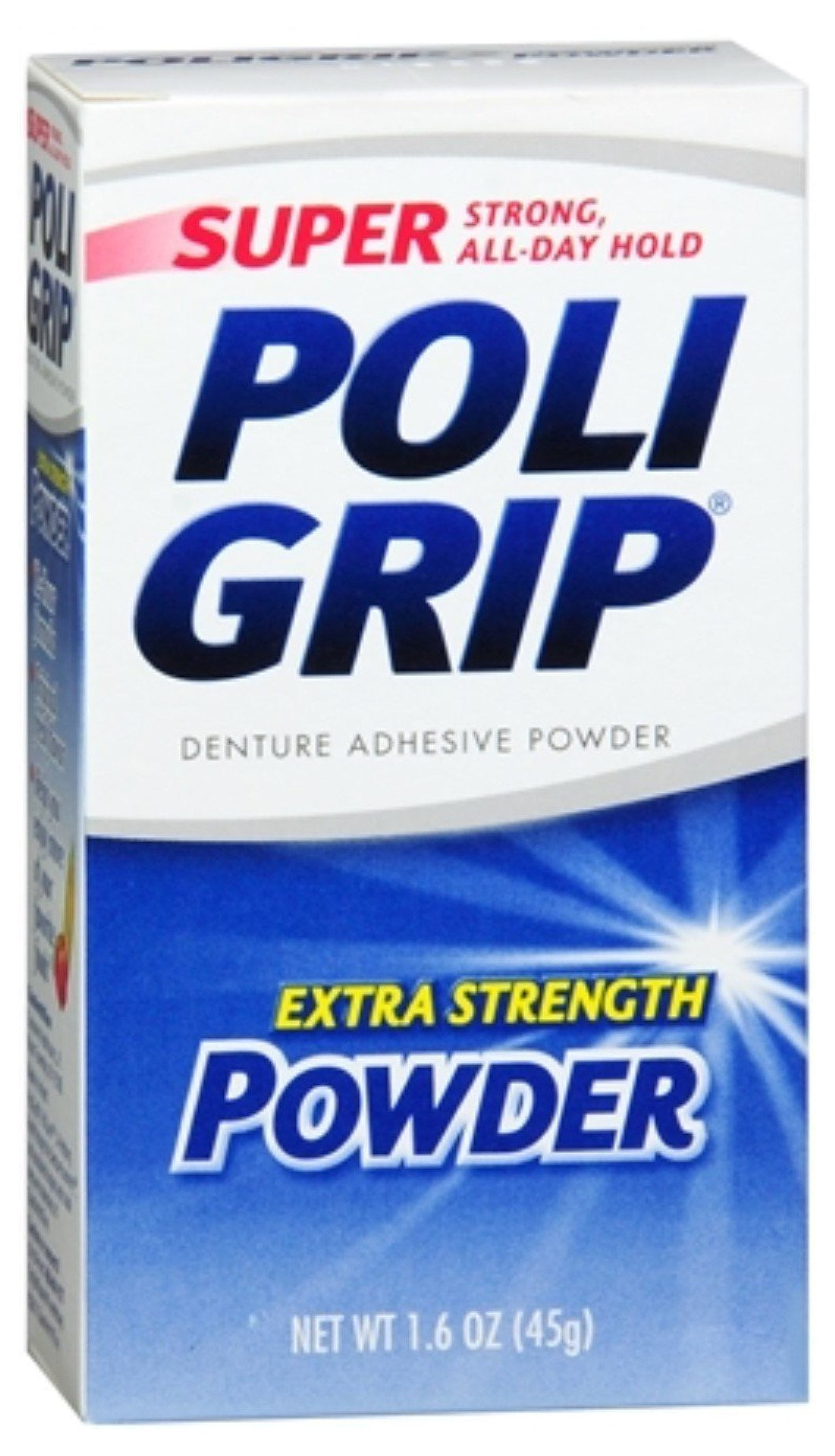 SUPER POLIGRIP Extra Strength Denture Adhesive Powder 1.60 oz (Pack of ...