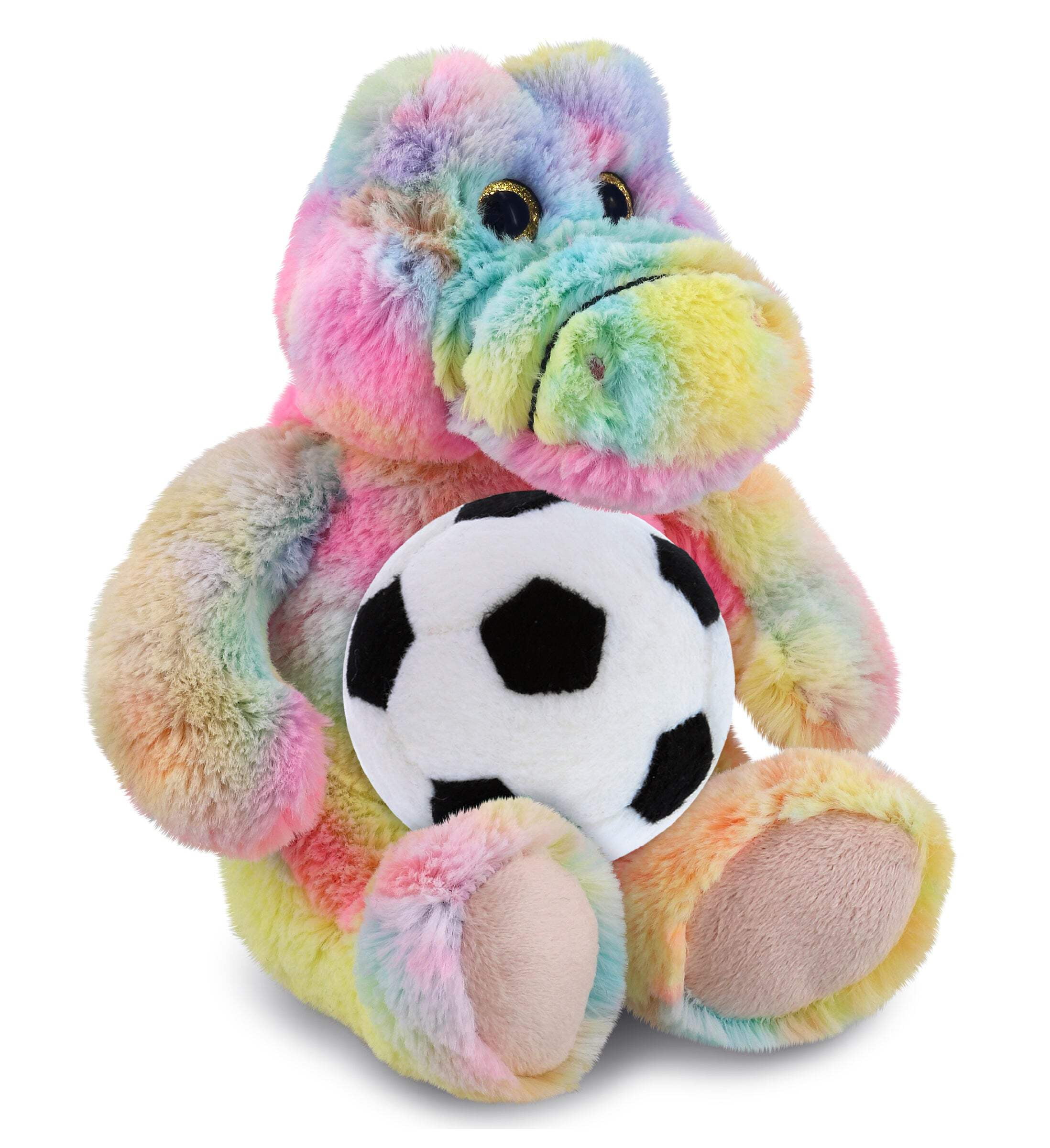 DolliBu Rainbow Sitting Alligator Stuffed Animal with Soccer Ball Plush ...