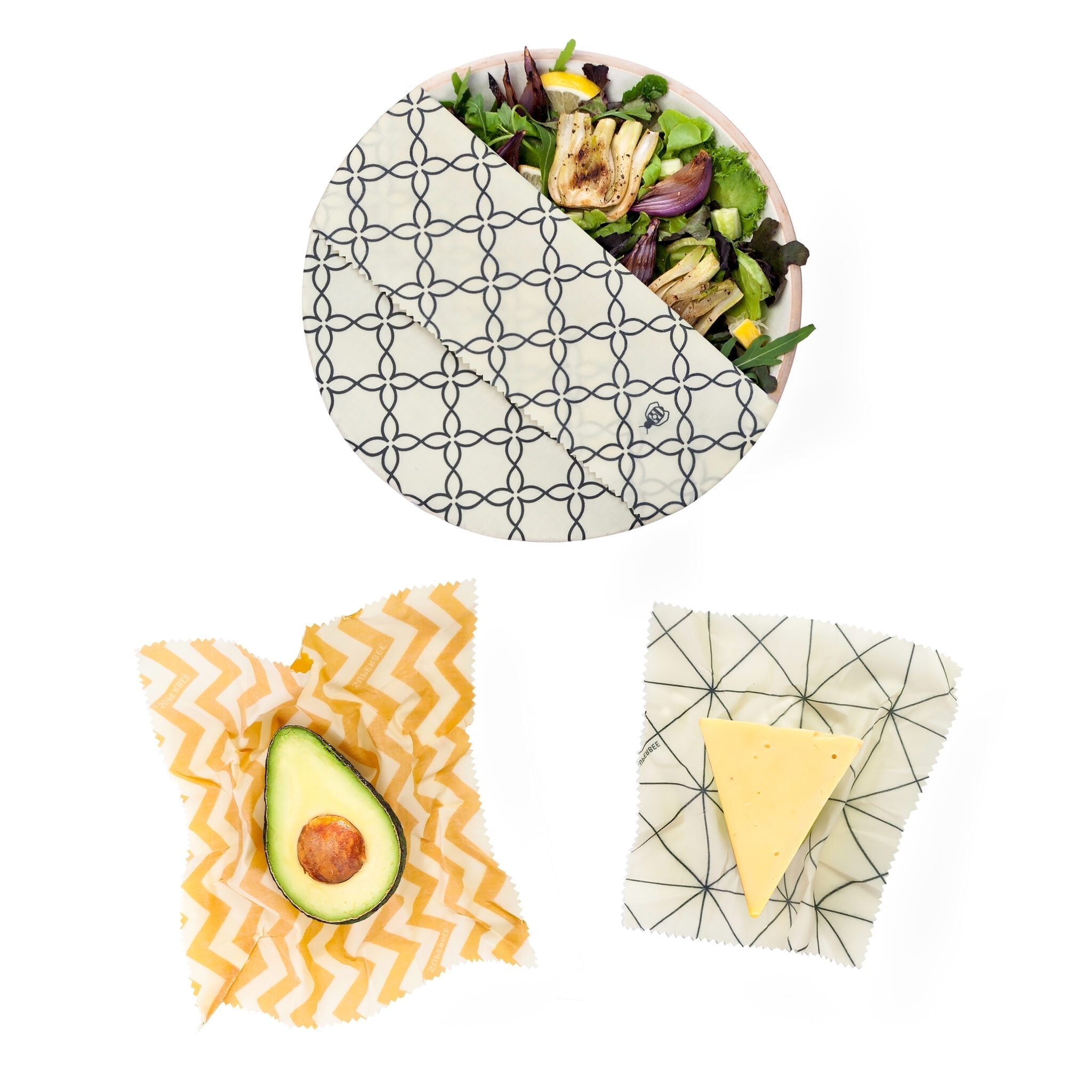 SUPERBEE Beeswax Wrap for Food, Set of 3 Bees Wax Wraps, Reusable Bees ...
