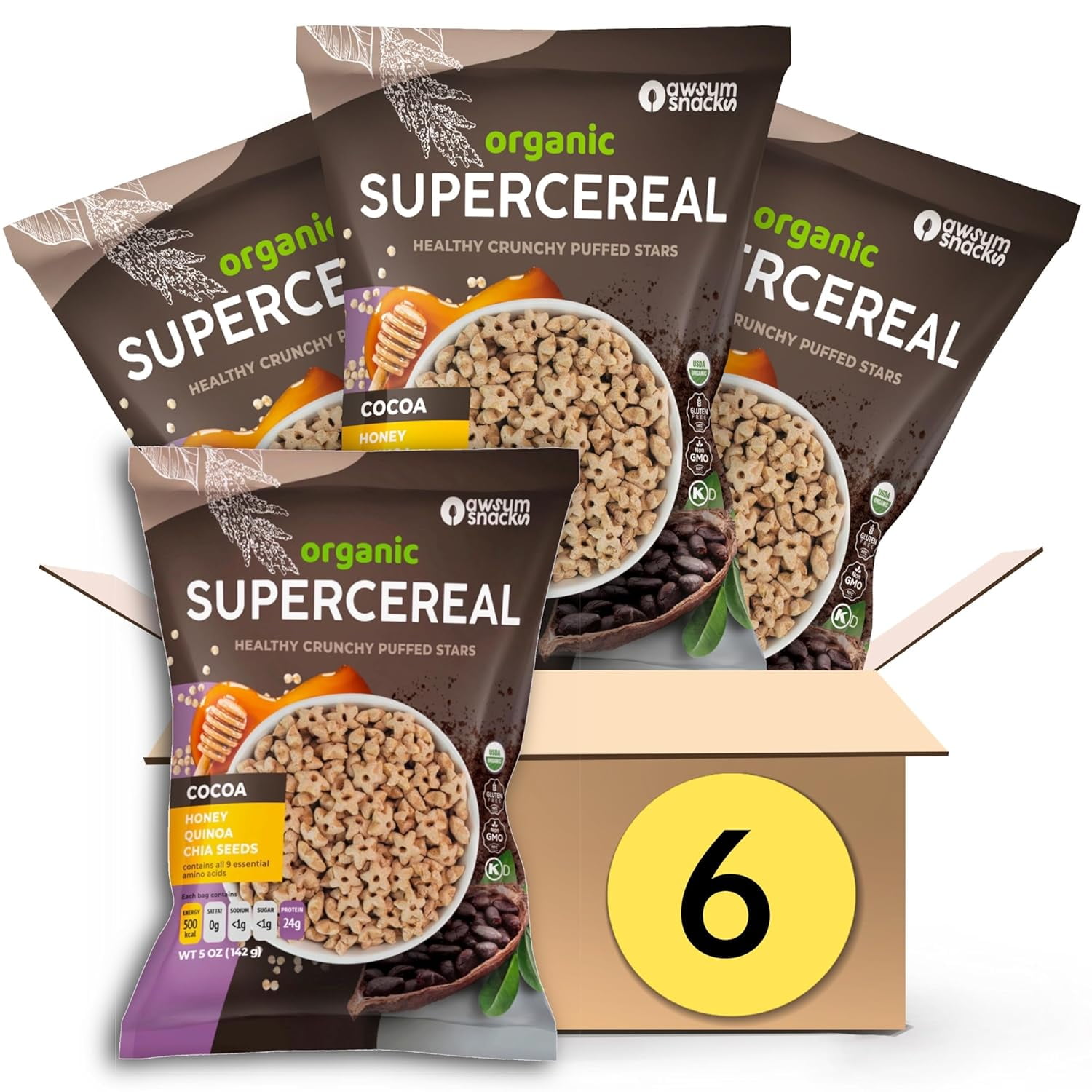 SUPERCEREALwith Cocoa Quinoa Chia seeds Coconut sugar 5oz (Pack of 6 ...