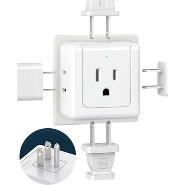 3 Outlet Grounded Swivel Wall Tap Splitter with 180° Rotating Plug, 1 ...