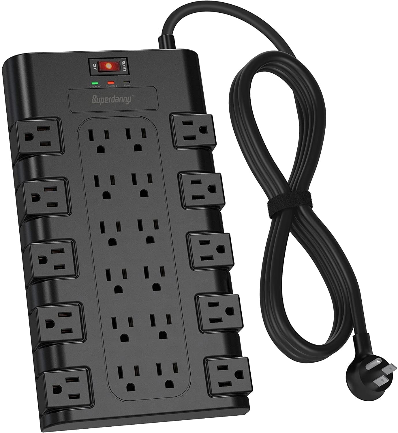 SUPERDANNY 22 AC Outlets Power Strip Surge Protector 6.5Ft Extension ...